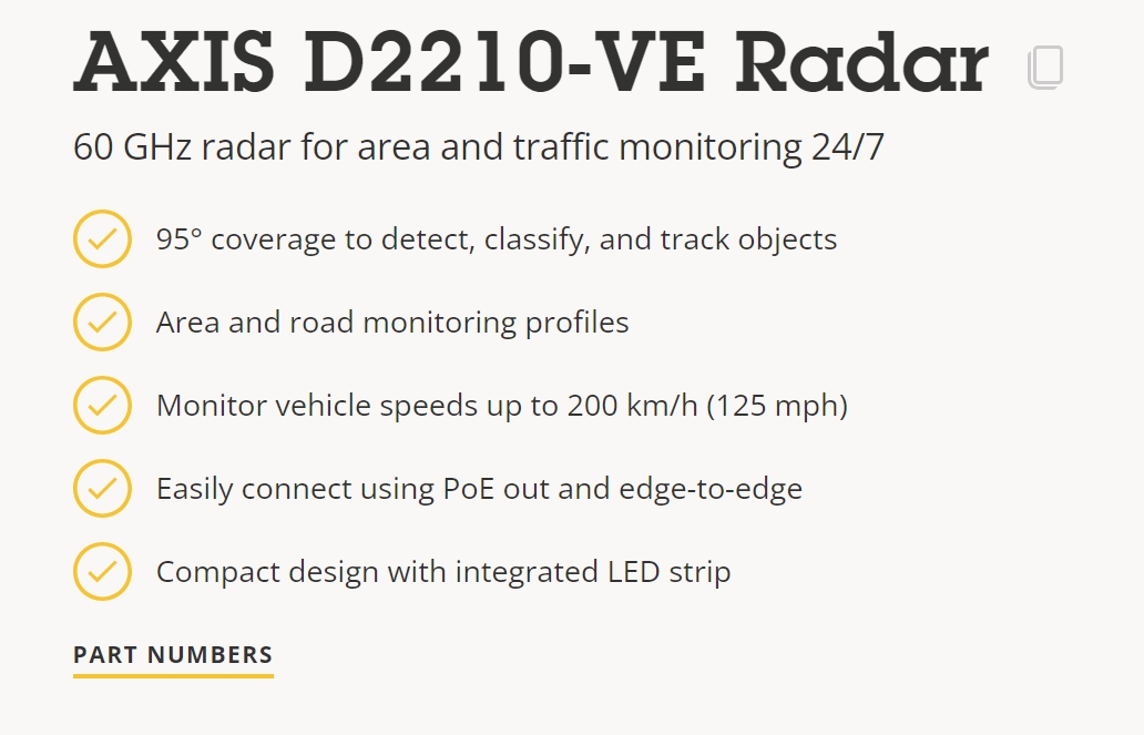 AXIS D2210-VE RADAR - CPS- บริษัท โชคพิทักษ์คีรี ซิสเต็ม จำกัด-IT ...